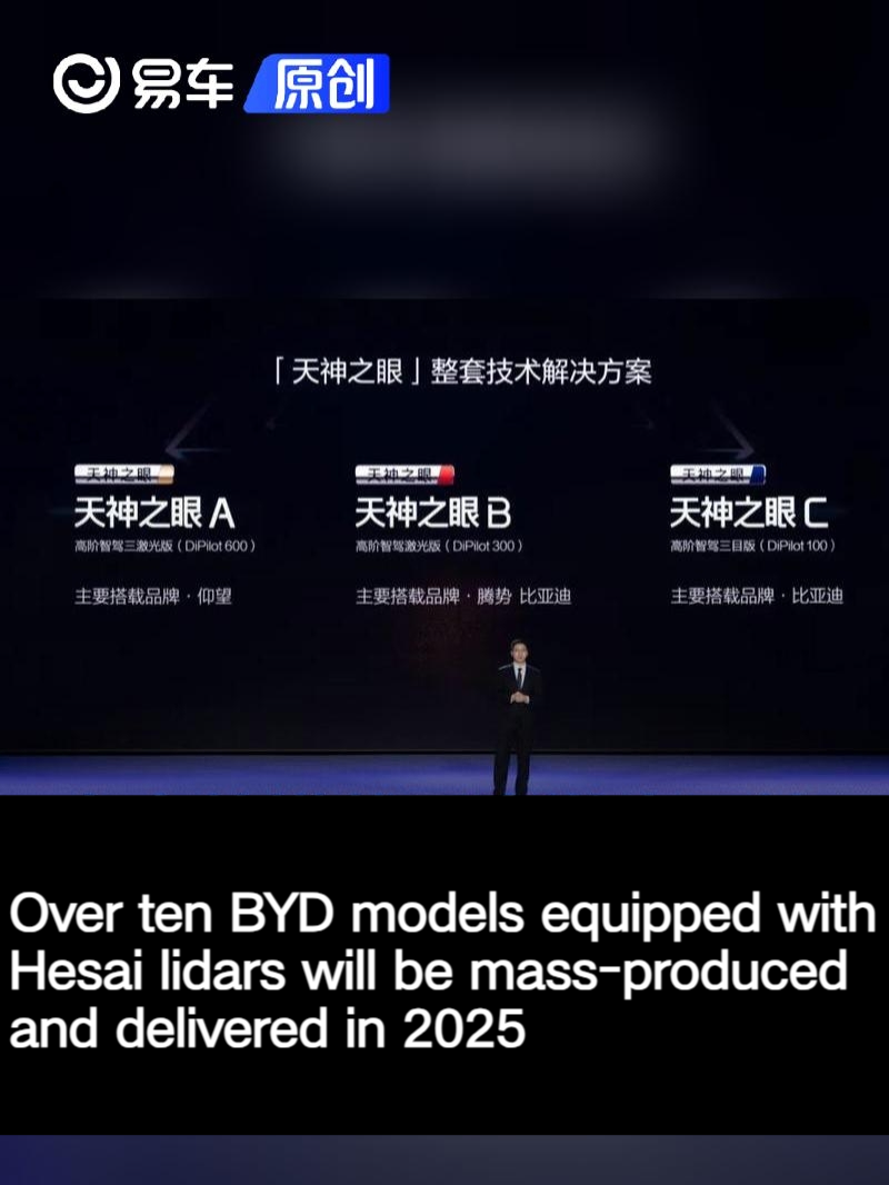 Over ten BYD models equipped with Hesai lidars will be mass-produced and delivered in 2025 ...