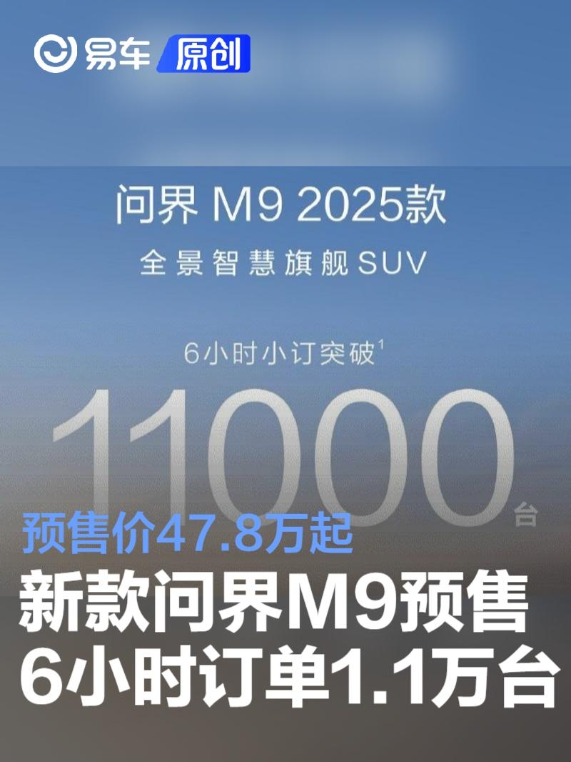 新款問界M9預售6小時訂單破11000台 預售價47.8萬起 | BitAuto