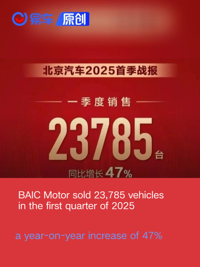 BAIC Motor sold 23,785 vehicles in the first quarter of 2025, a year-on-year increase of 47% ...